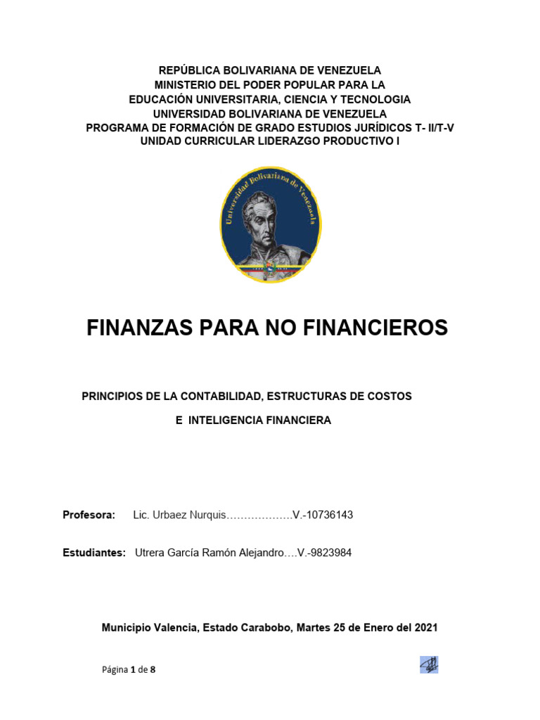 1.- FINANZAS PARA NO FINANCIEROS | PDF | Contabilidad | normas internacionales de INFORMACION ...