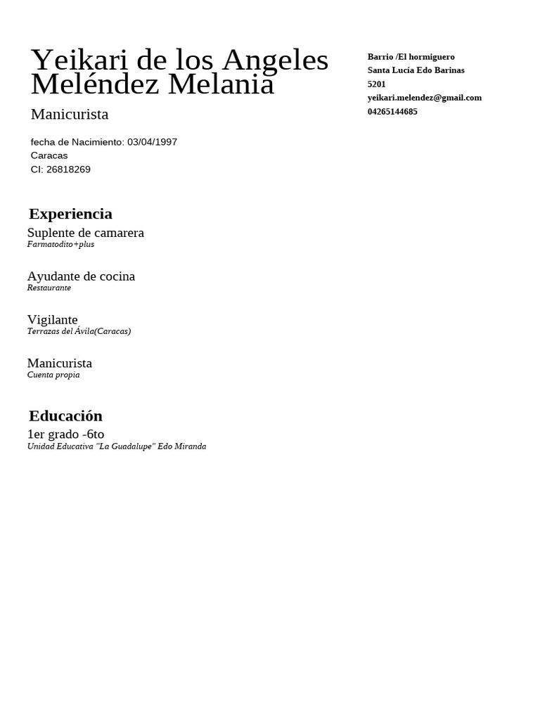 Yeika Currículum | PDF