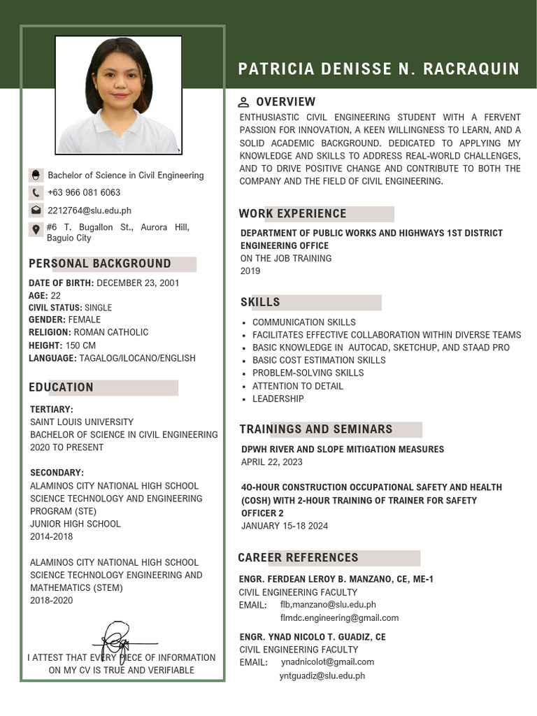 Racraquin Patricia Denisse - CV | PDF | Science
