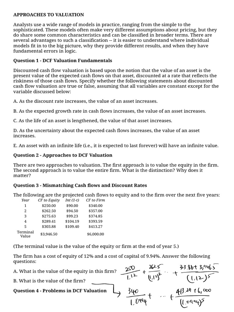 Valuation Approaches and DCF Analysis | PDF | Free Cash Flow | Valuation (Finance)