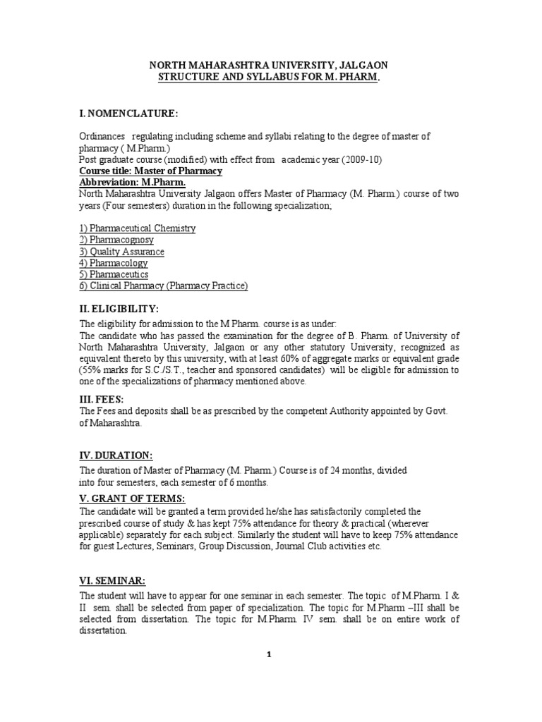 2009-10 M. Pharm Syllabus | PDF | Thesis | Drug Discovery