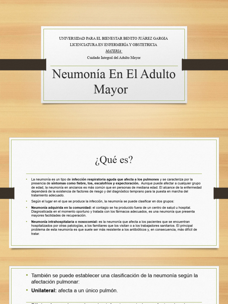 Neumonia en El Adulto Mayor | PDF | Neumonía | Epidemiología