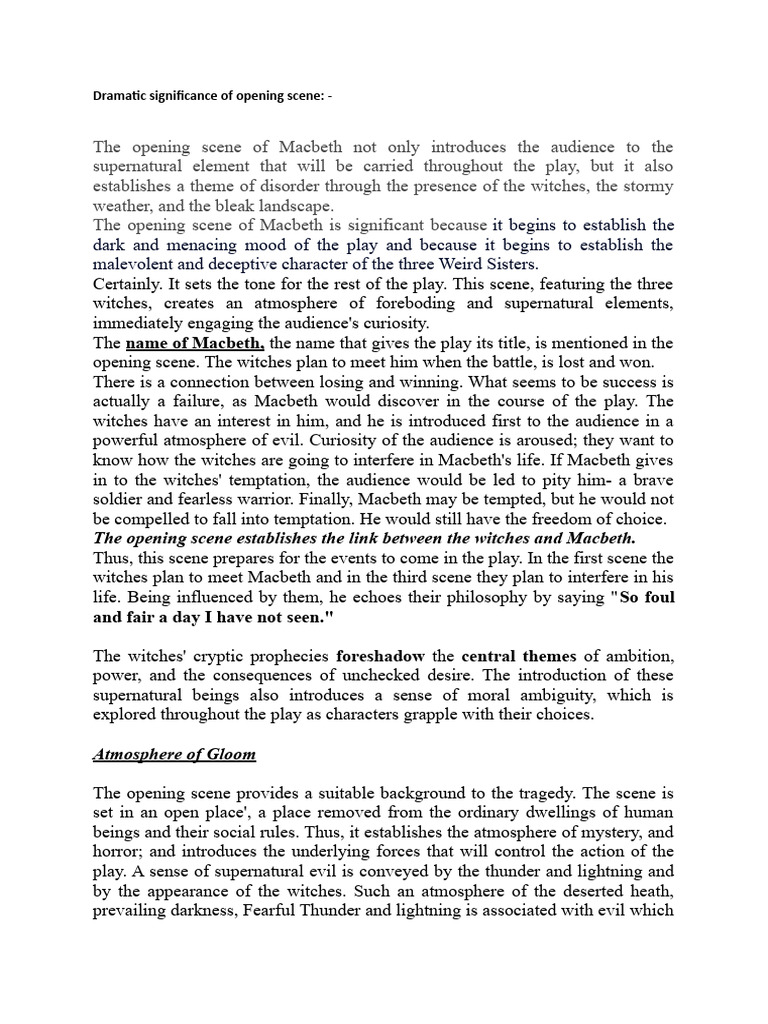 dramatic significance of opening scene | PDF | Macbeth