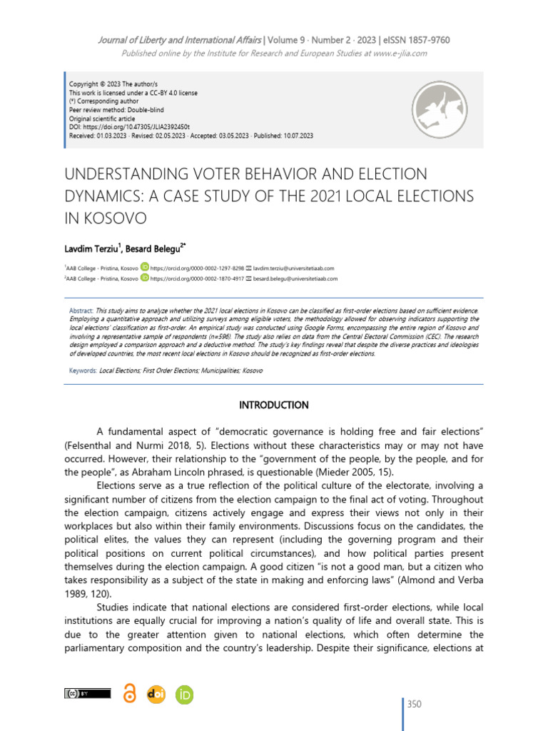 Understanding Voter Behavior A | PDF | Voting | Elections
