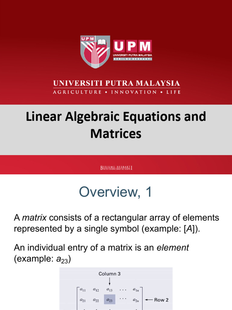 Topic 4 Linear Algebraic Equations and Matrices | PDF | Matrix (Mathematics) | Numerical Analysis