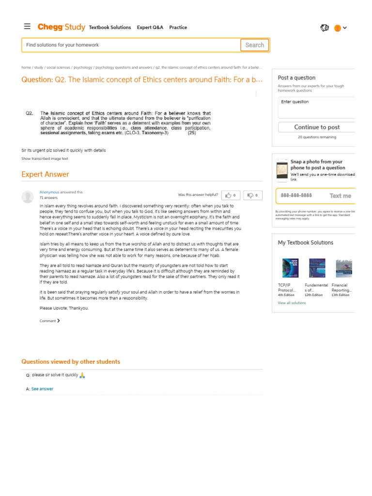 Q2. The Islamic Concept of Ethics Centers Around F... | PDF | Faith