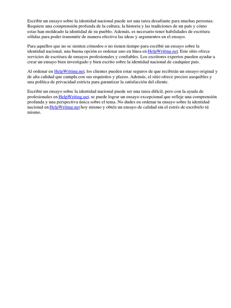 Ensayo Sobre La Identidad Nacional | PDF | Ensayos | Educación en artes ...