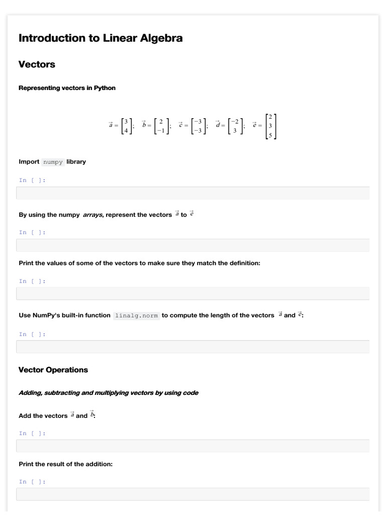 Exercise - Vectors and Matrices | Download Free PDF | Matrix (Mathematics) | Vector Space
