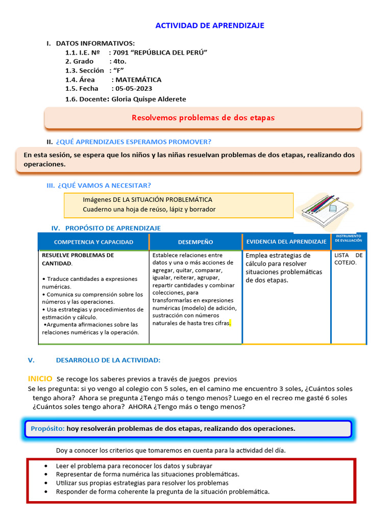 problemas de dos etapas | PDF | Evaluación | Cognición