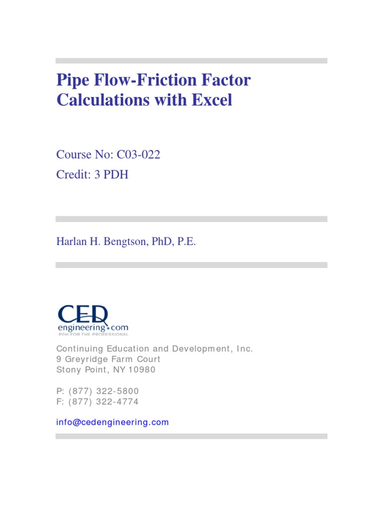Pipe Flow-Friction Factor Calculations With Excel | PDF | Fluid Dynamics | Reynolds Number