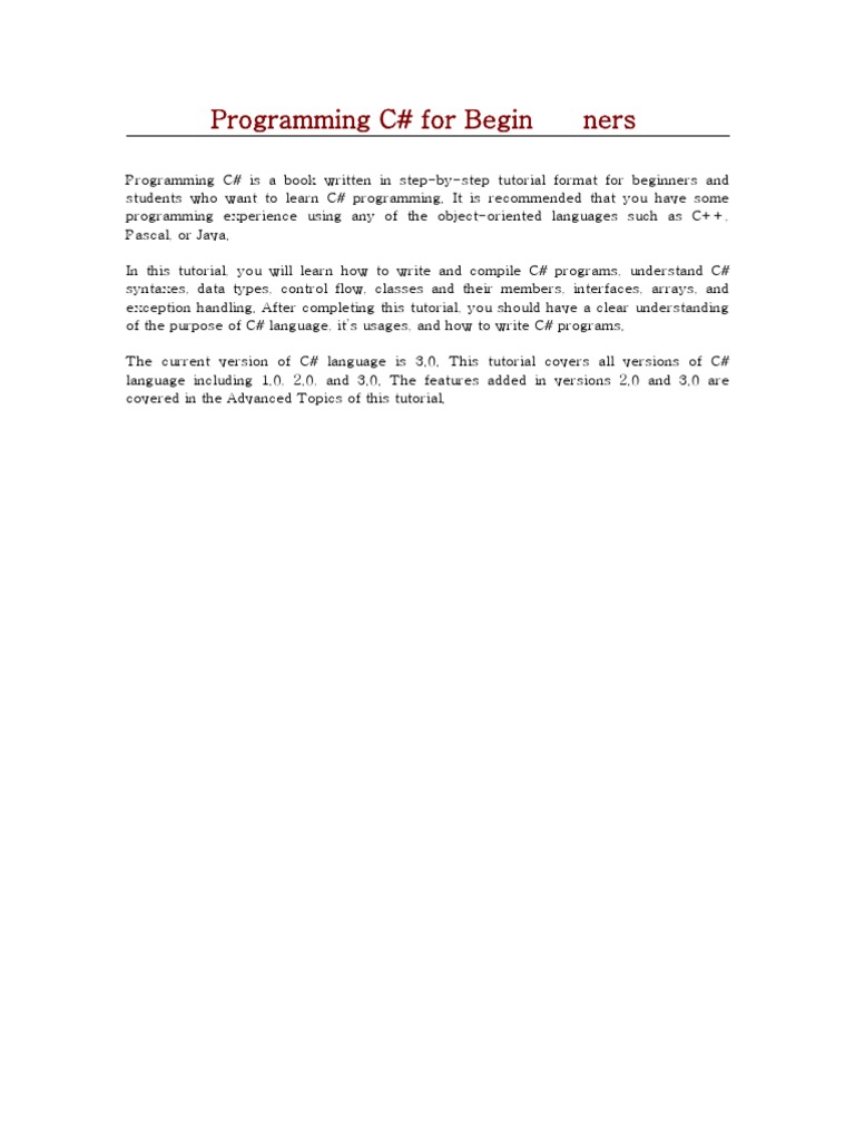 Csharpprogramming C Sharp Programming Language Component Object Model Free 30 Day Trial 