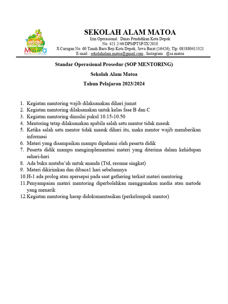 Sop Mentoring Sam | PDF
