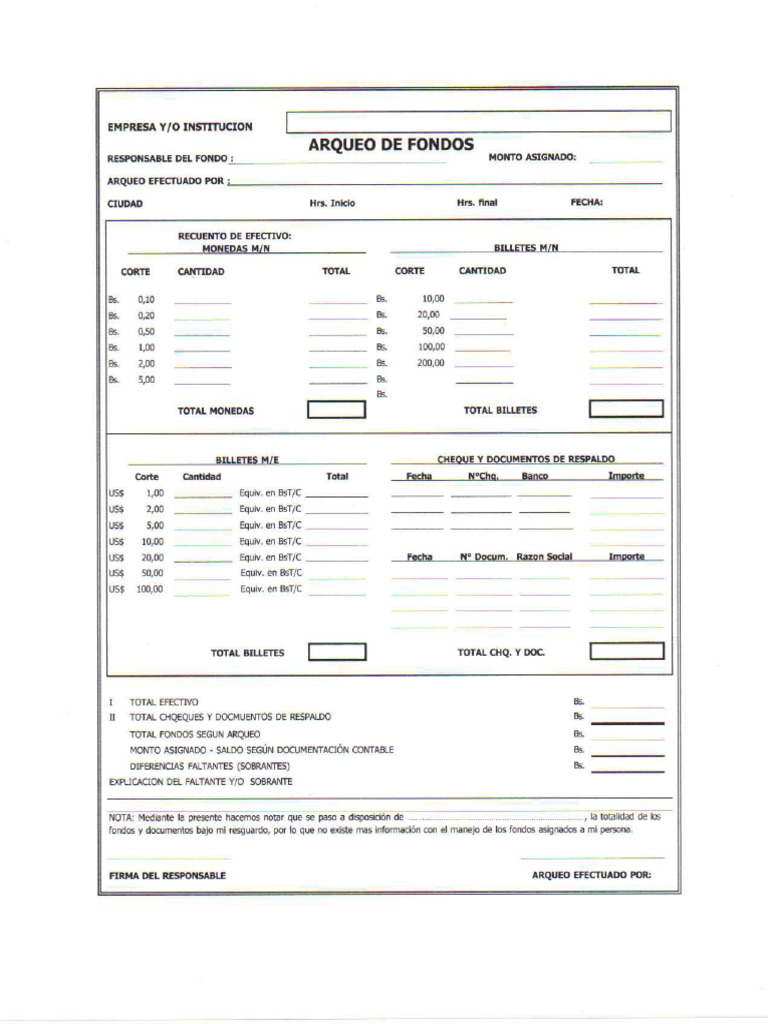Formato Arqueo de Fondos25 | PDF