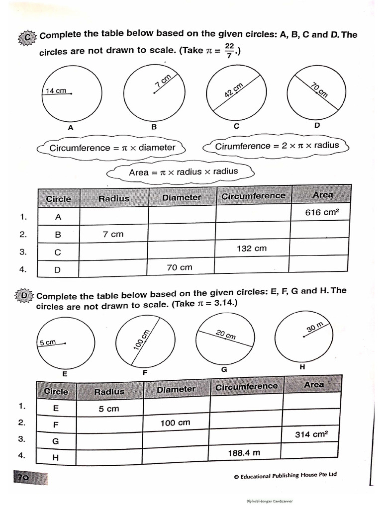Math 6 - Area Peri Circle SBS | PDF