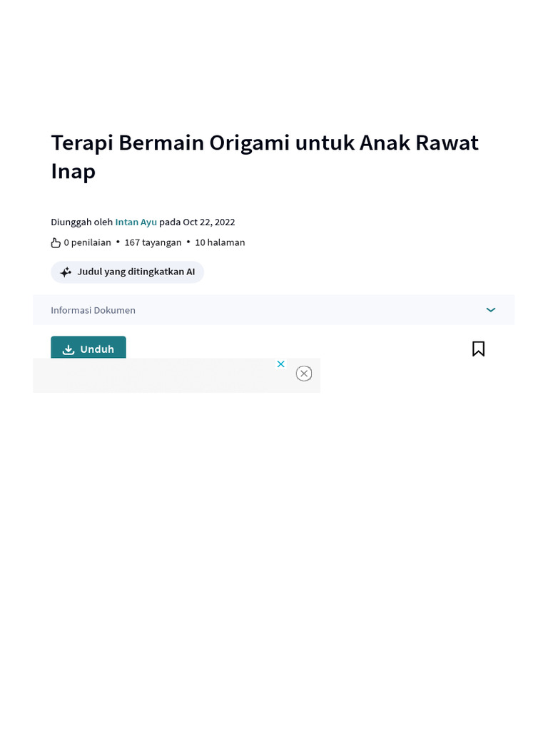 Terapi Bermain Origami Untuk Anak Rawat Inap - PDF | PDF