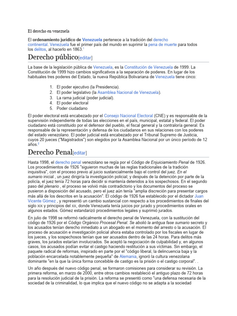 El Derecho en Venezuela para Subir | PDF | Judicaturas | Venezuela