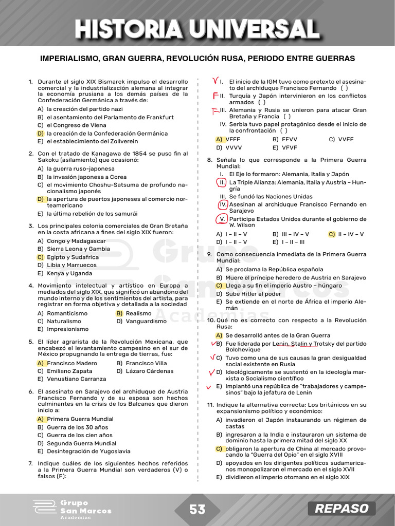 REPASO HU TEMA 6 Rpta | PDF | Fascismo | Imperio ruso