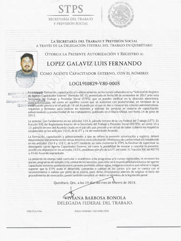 Registro Agente Capacitador Externo Stps | PDF