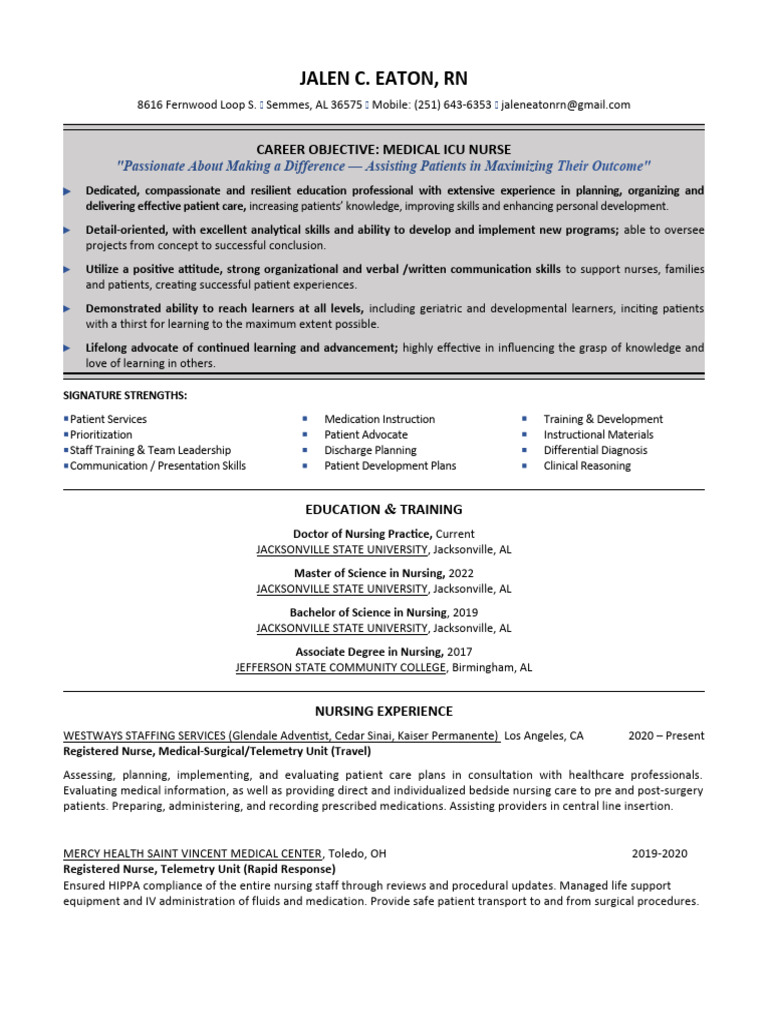 Jalen Eaton Resume | PDF | Nursing | Patient