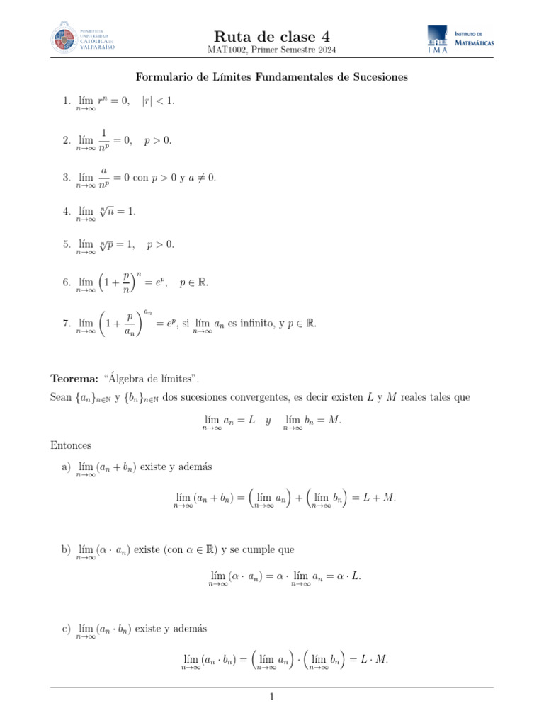 Ruta de Clase 4 MAT 1002 | PDF | Análisis matemático | Matemáticas