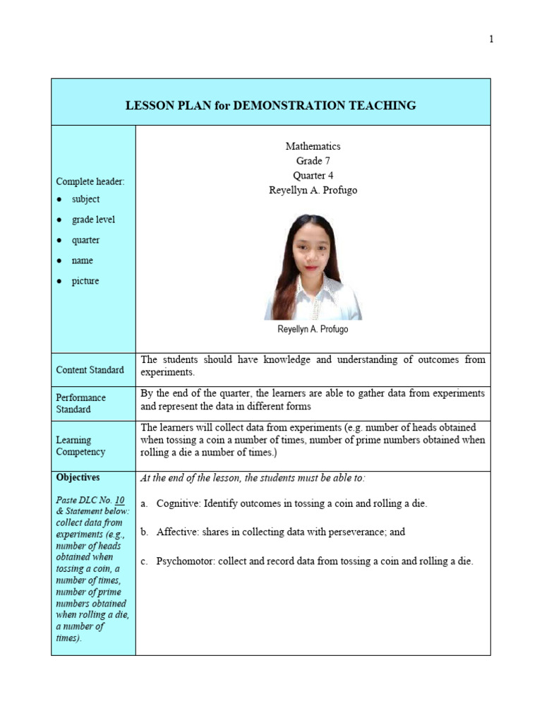 Profugo Corrected Lesson Plan | PDF | Learning | Probability