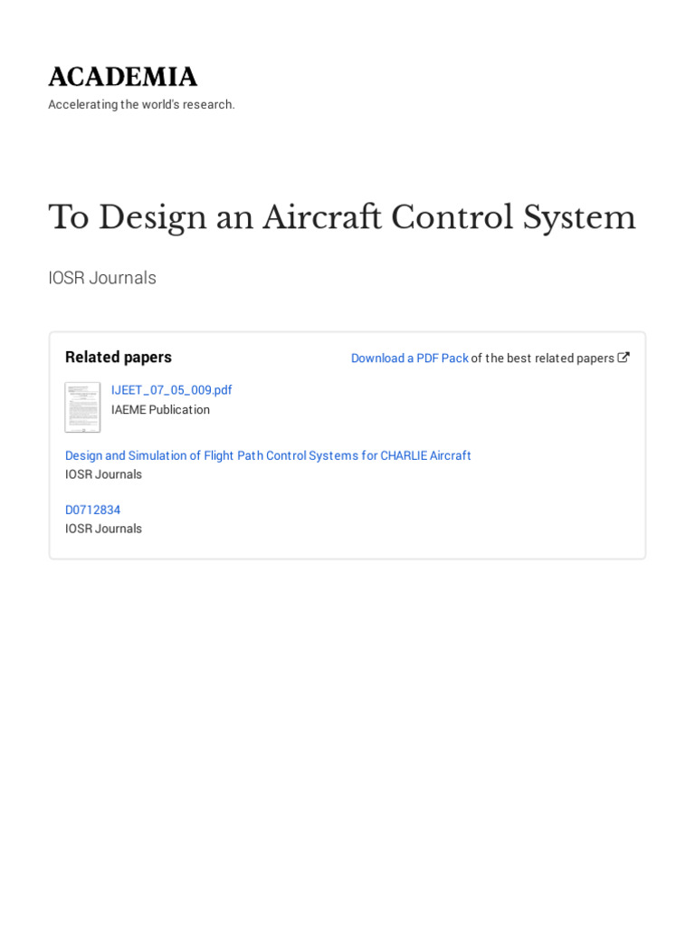 To-design-an-aircraft-control-system | PDF | Flight Control Surfaces | Empennage