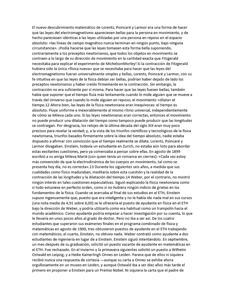 La evolución del pensamiento de Einstein | PDF | Albert Einstein | Física