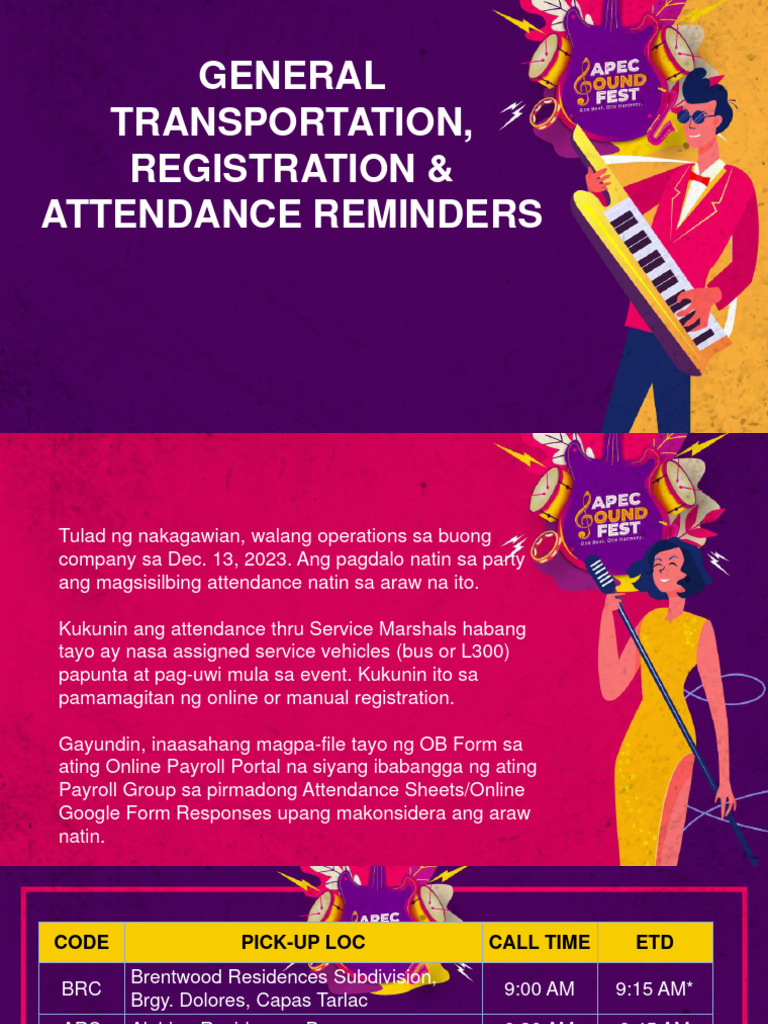 Transportation & Registration Reminders (Final) | PDF Transportation & Registration Reminders (Final) | PDF