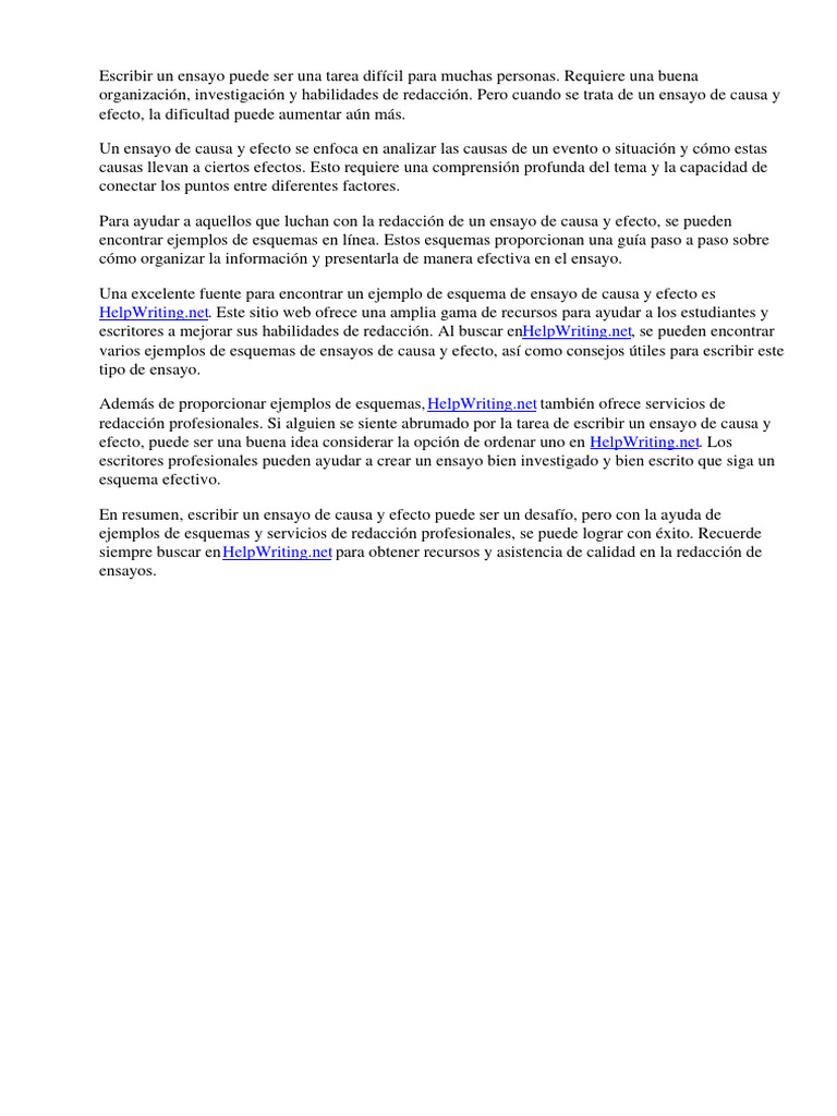 Ejemplo de Esquema de Ensayo de Causa y Efecto | PDF Ejemplo de Esquema de Ensayo de Causa y Efecto | PDF