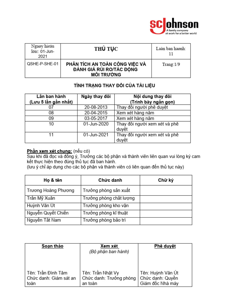 QSHE-P-SHE-01 Risk Assessment & Environmental Aspect Procedure [Ver11 ...