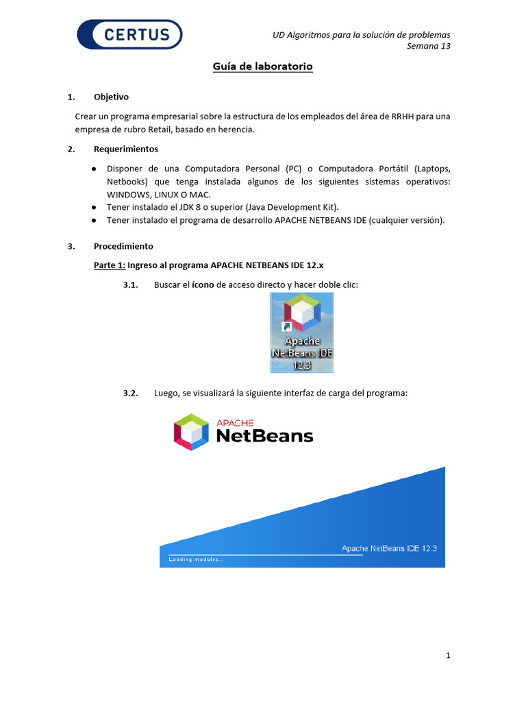 Semana 13 - Guía de Laboratorio Lenguaje de Programacion CERTUS | PDF | Java (lenguaje de ...