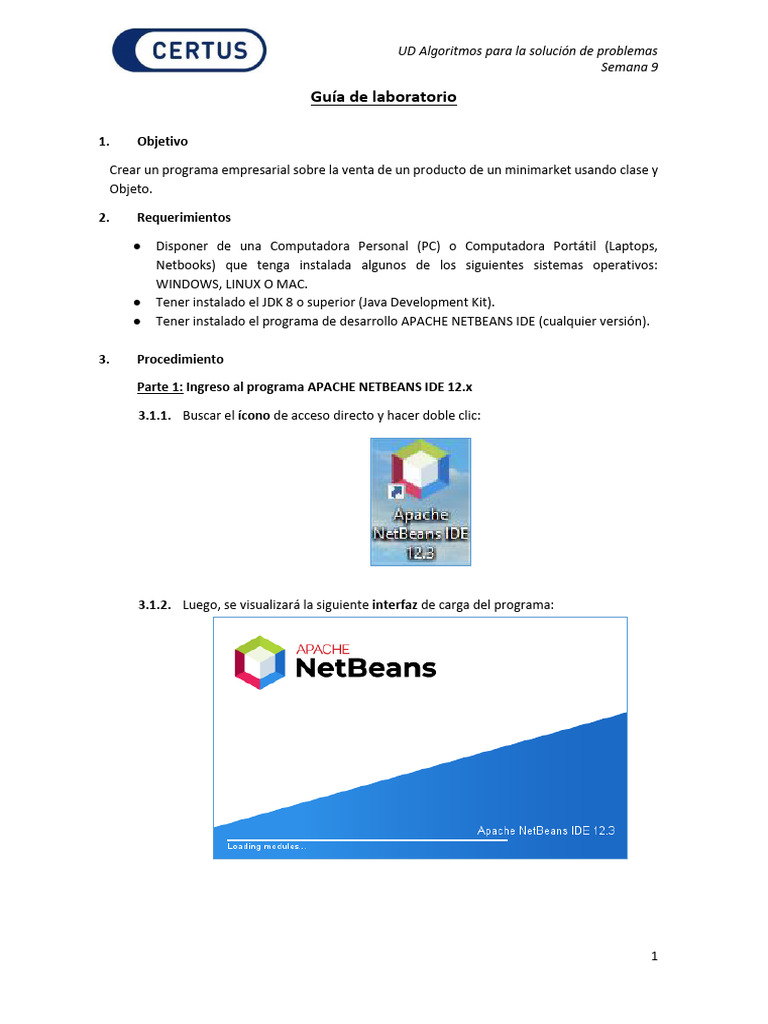 Semana 9 - Guía de Laboratorio Lenguaje de Programacion CERTUS | PDF | Java (lenguaje de ...