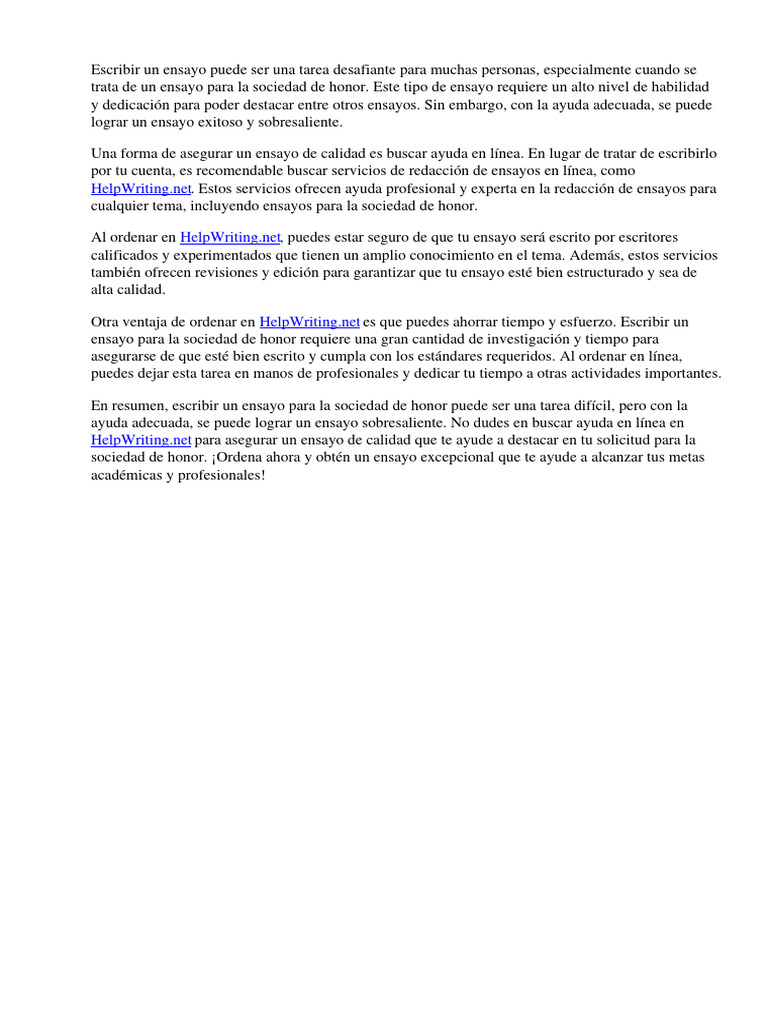 Cómo Escribir Un Ensayo para La Sociedad de Honor | PDF | Ensayos ...