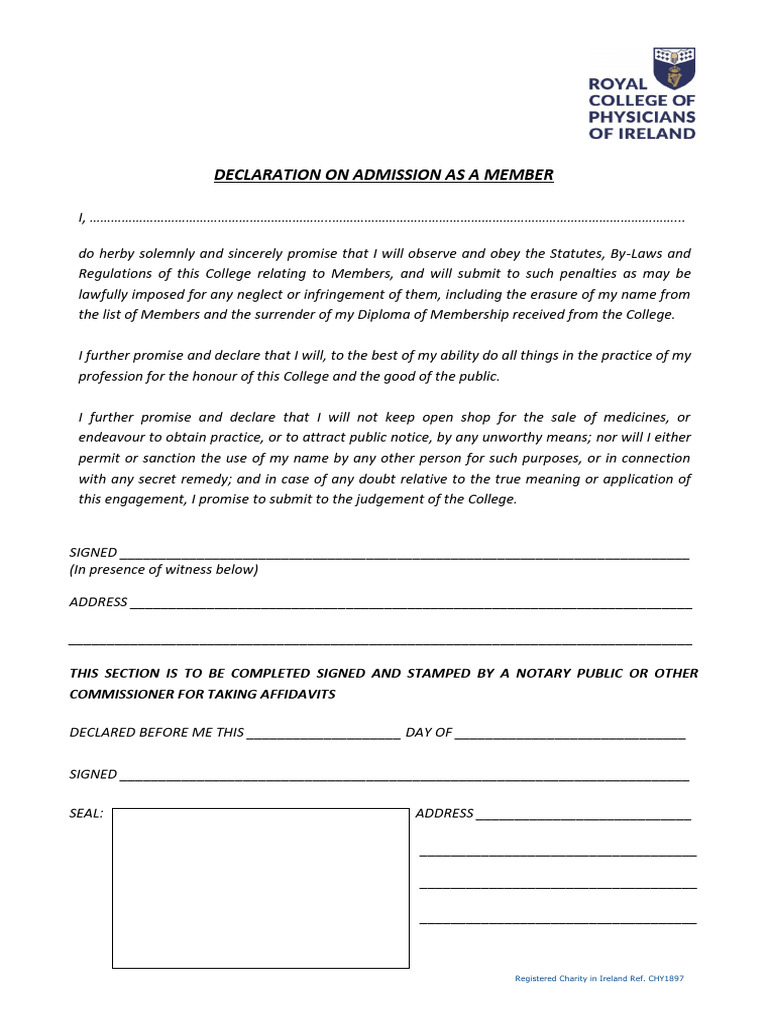 Member Admission Declaration Form | PDF