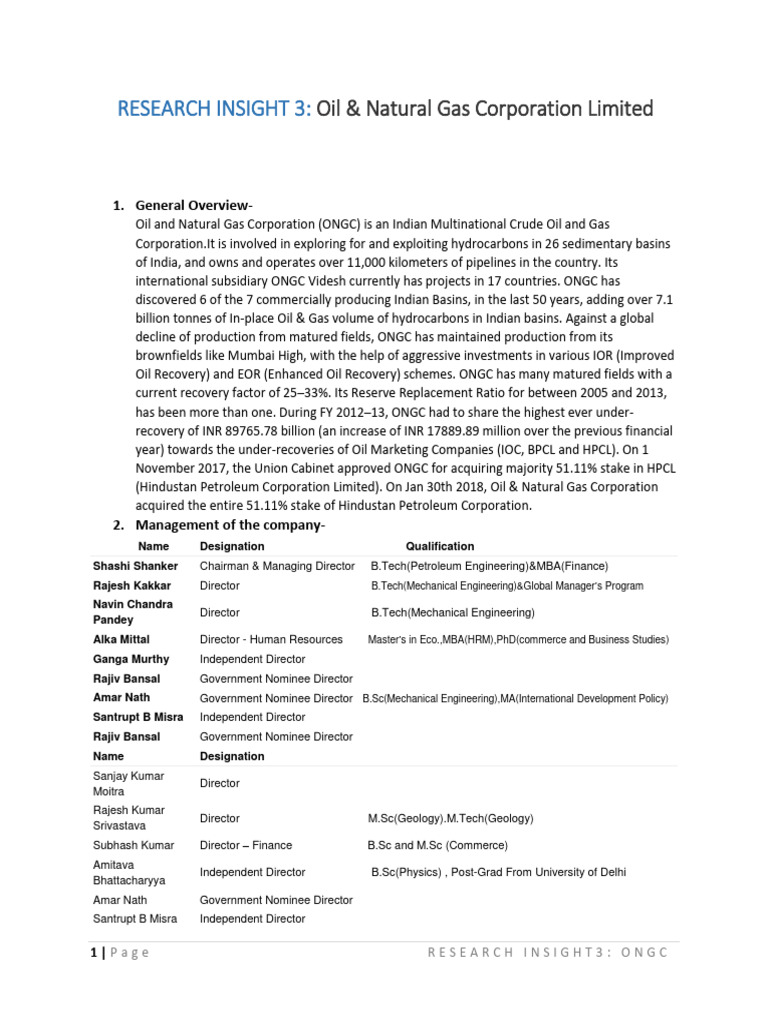 ONGC Overview and SWOT Analysis | PDF | Swot Analysis | Business