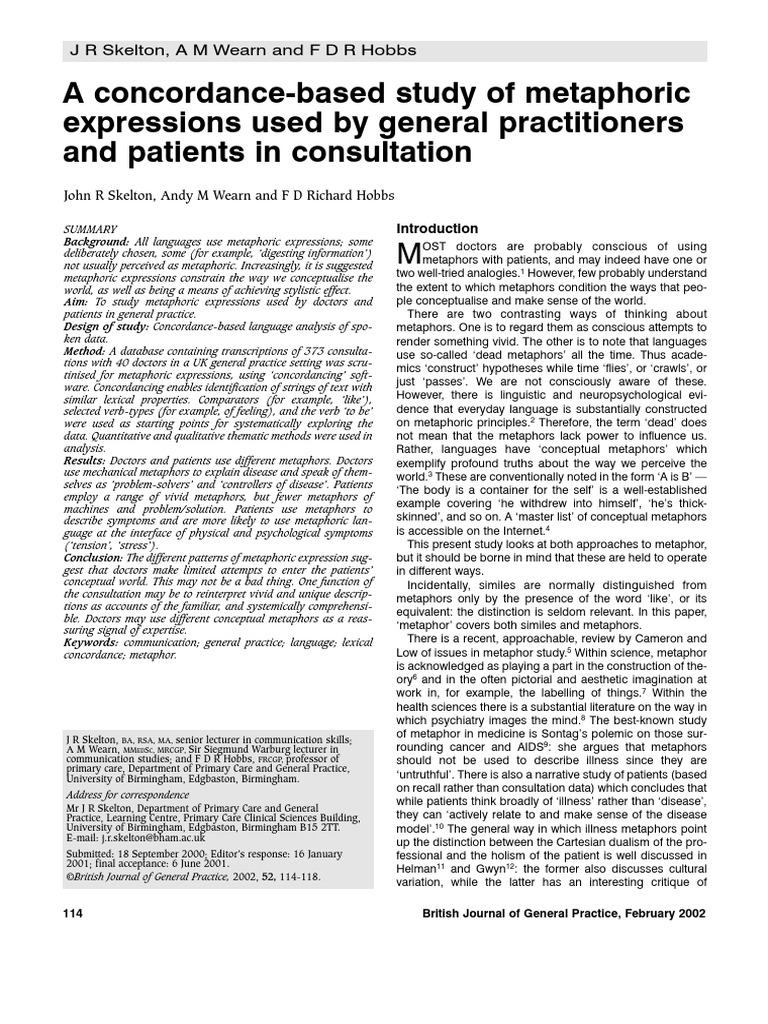 A Concordance-Based Study of Metaphoric Expressions Used by General ...