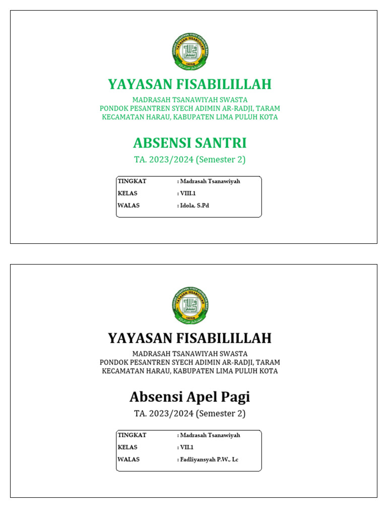 Cover Absen - Nilai | PDF