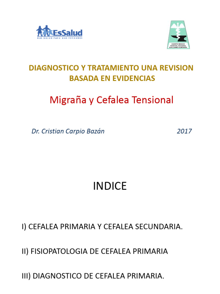 Migraña y Cefalea Tensional | PDF | Dolor de cabeza | Receptor Nmda