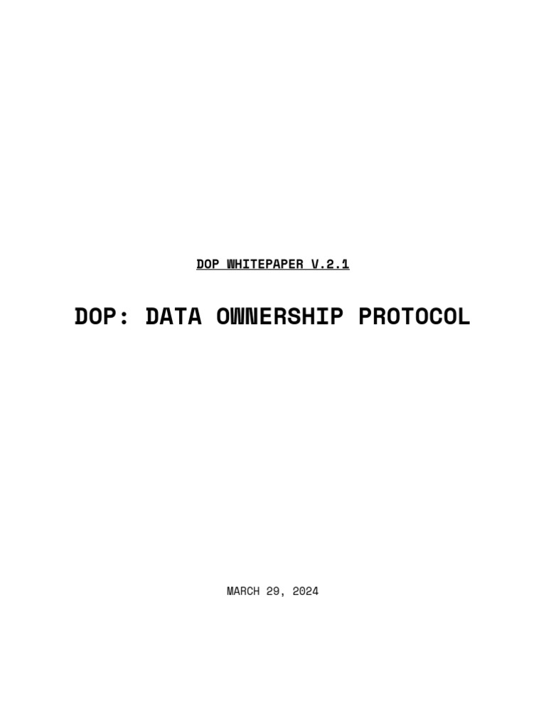 DOP Whitepaper V2.1 | PDF | Cryptocurrency | Public Key Cryptography