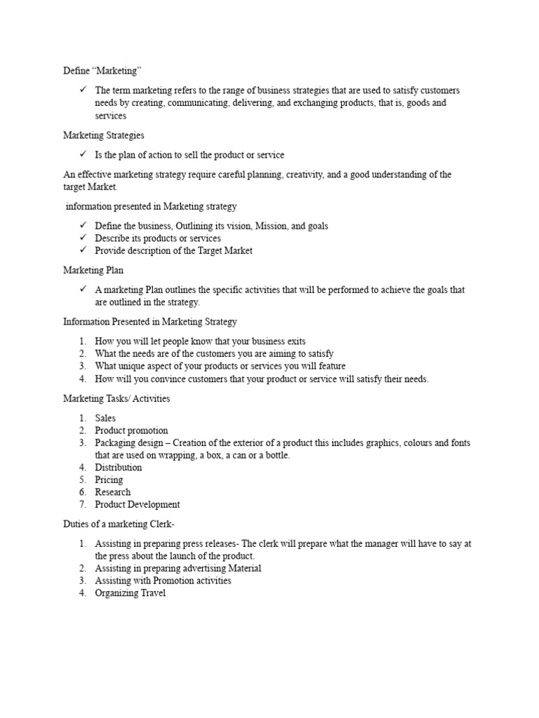OA Test Summary PDF Marketing Sales