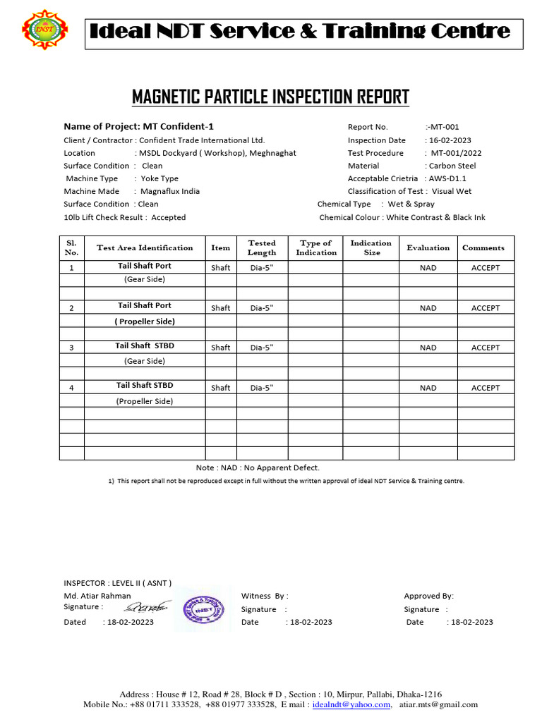M.T Confident-1(Docking 2023)MPI Test Report | PDF | Physical Sciences ...