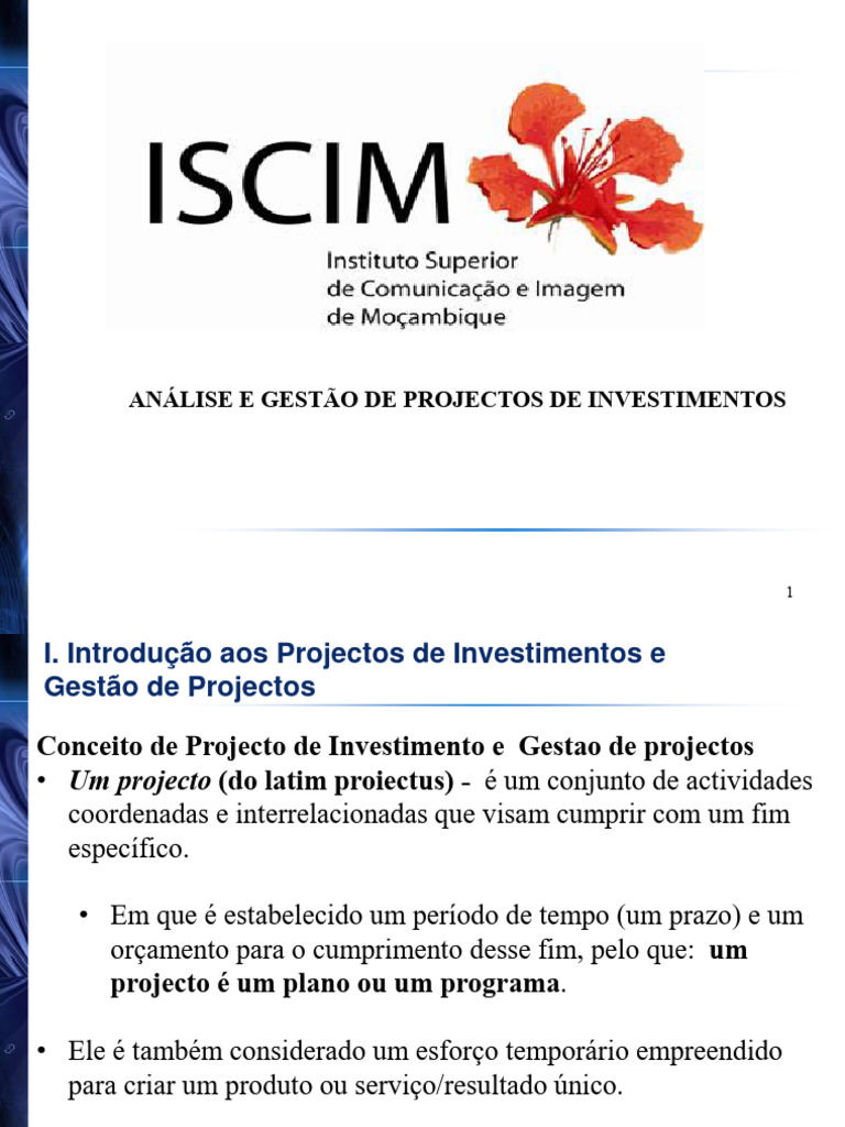 Analise e Gestao de Projectos - ISCIM - Parte - I | PDF | Investimentos ...