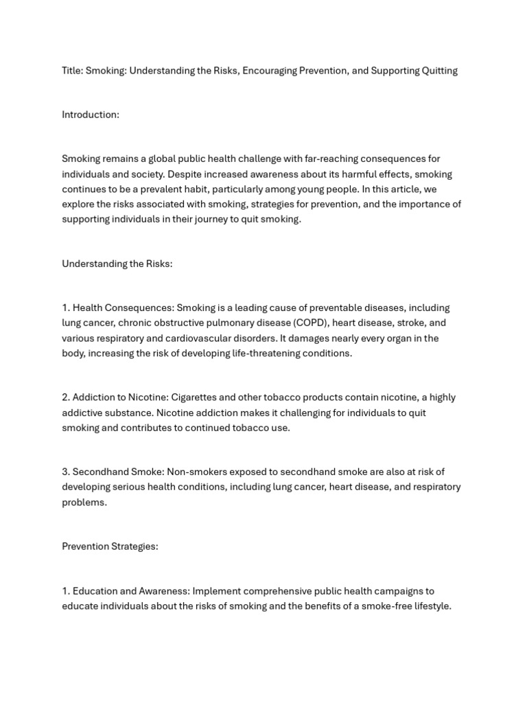 Smoking | PDF | Smoking Cessation | Tobacco Smoking