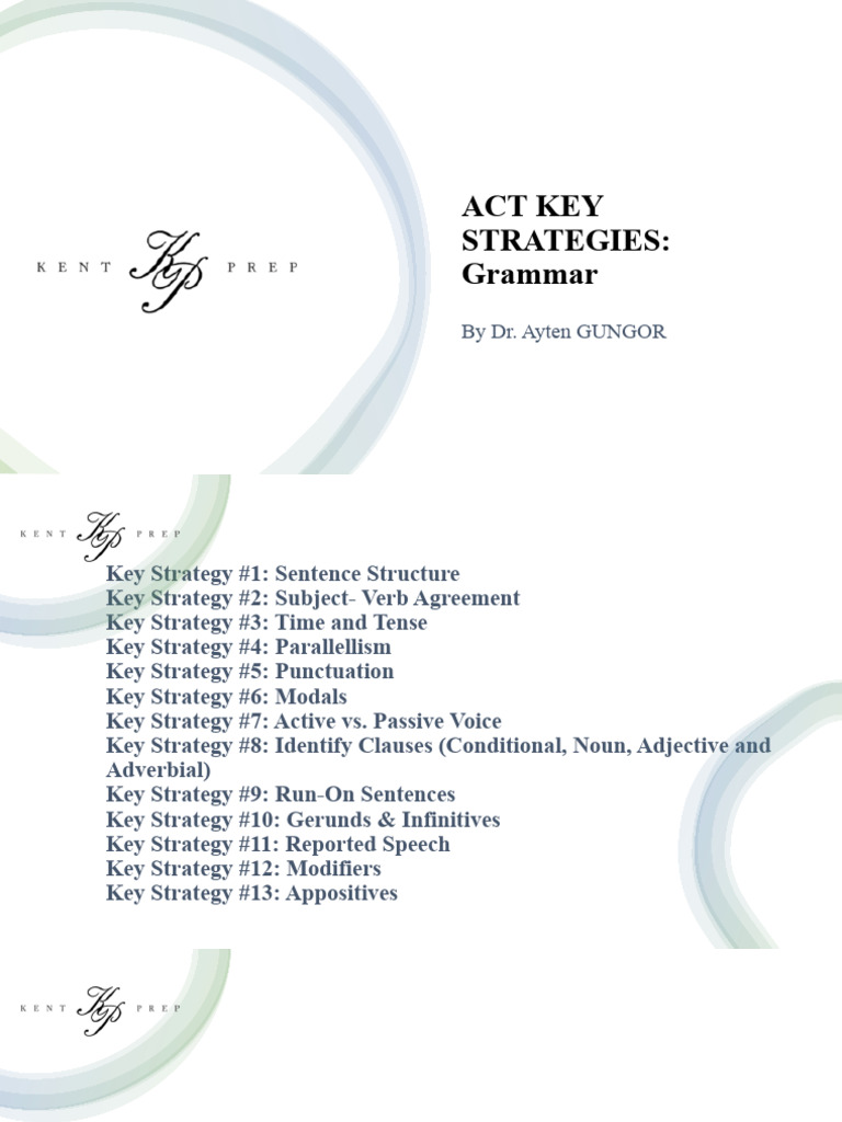 ACT Grammar Tips AG | PDF | Verb | Subject (Grammar)