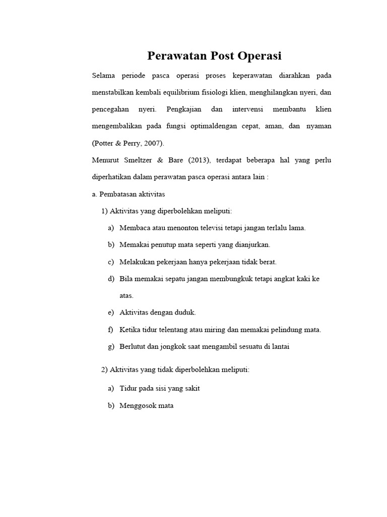 Perawatan Post Operasi Mata | PDF