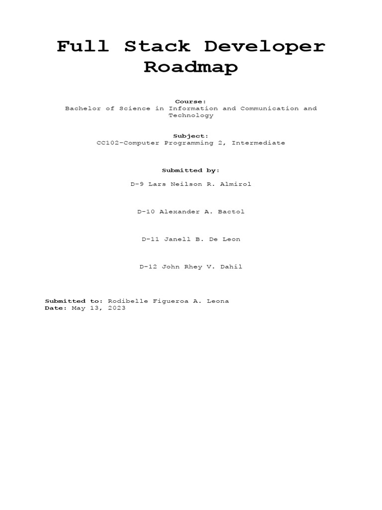 Full Stack Developer Roadmap and Study Schedule Calculator | Download ...