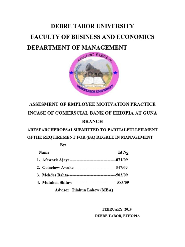 getachew proposal | PDF | Motivation | Motivational