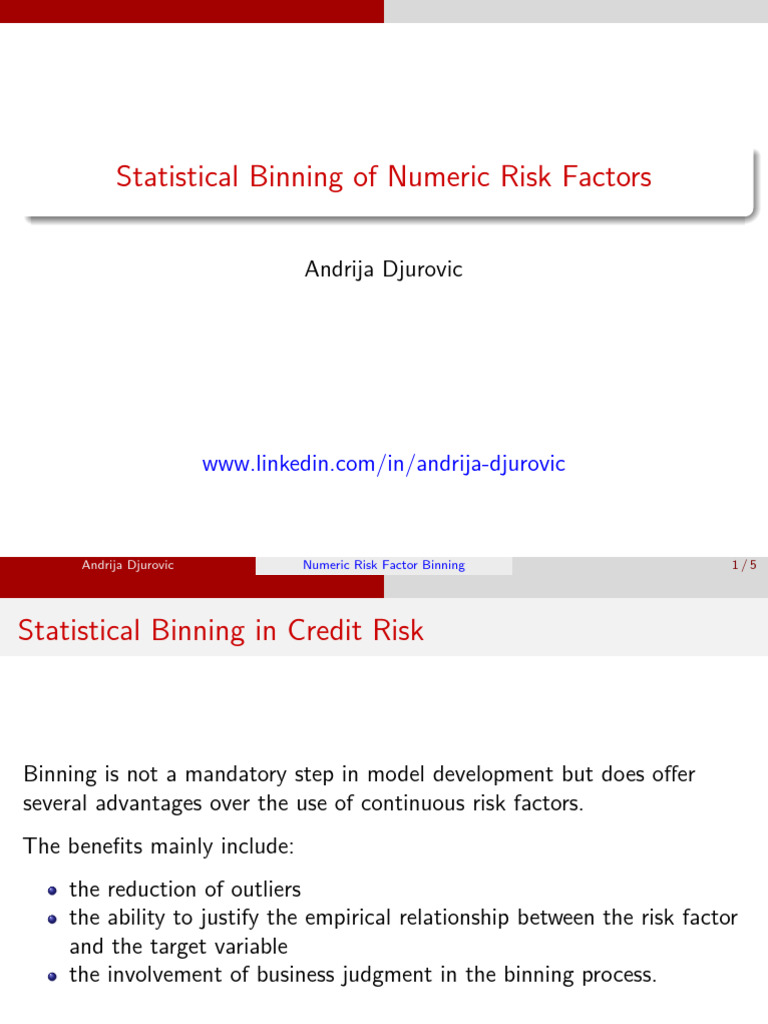 Credit Risk Factor Binning Guide | PDF | Risk | Regression Analysis
