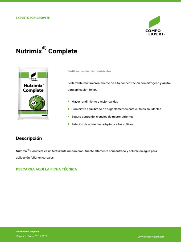 Nutrimix Complete | PDF | Fertilizante | Química