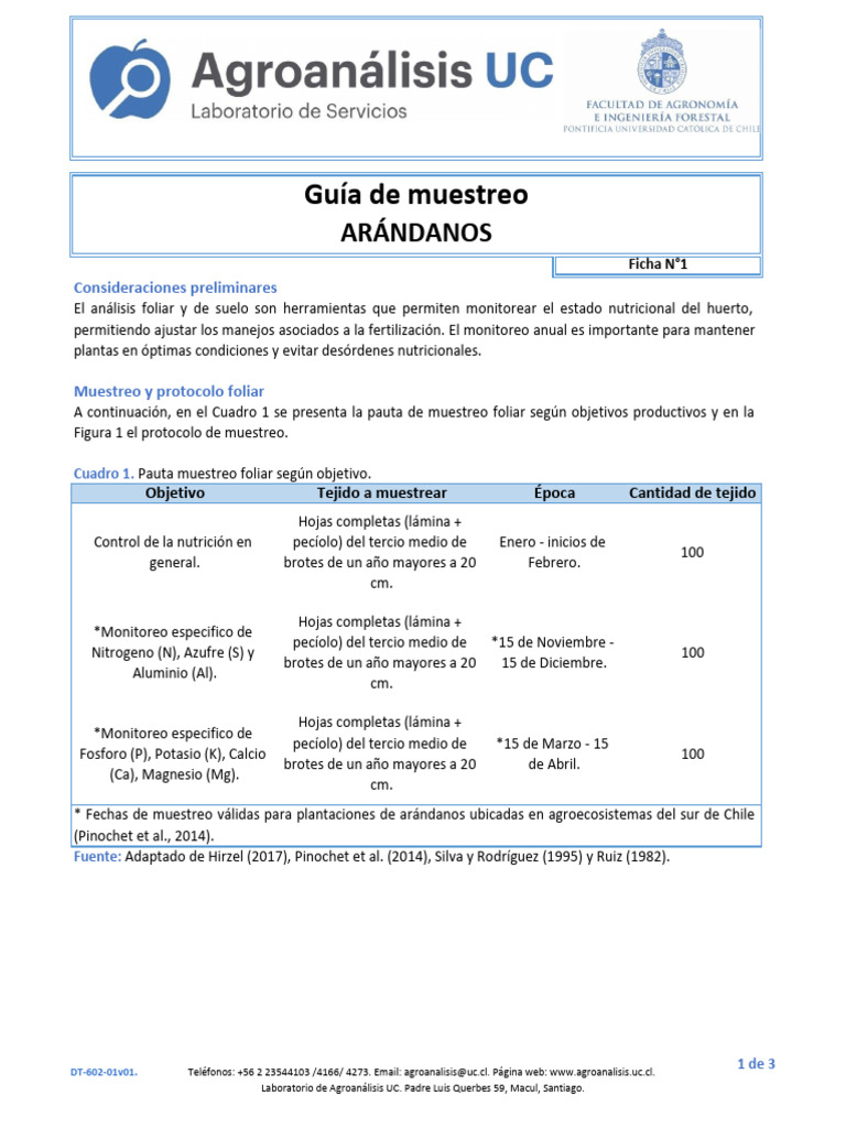 DT-602-01v01 Guía de muestreo foliar_Arándano | PDF | Hoja